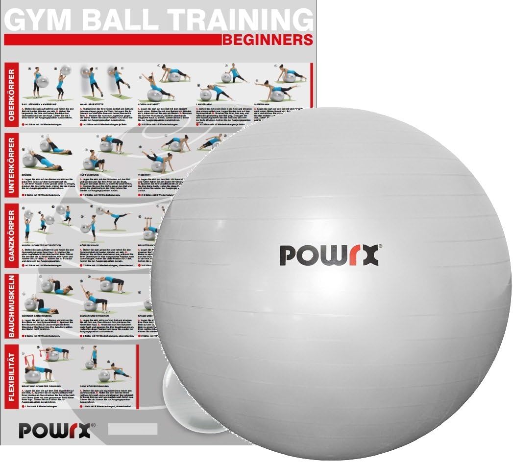 POWRX Gymnastikball | Sitzball | Verschiedene Größenvarianten (45 cm ...