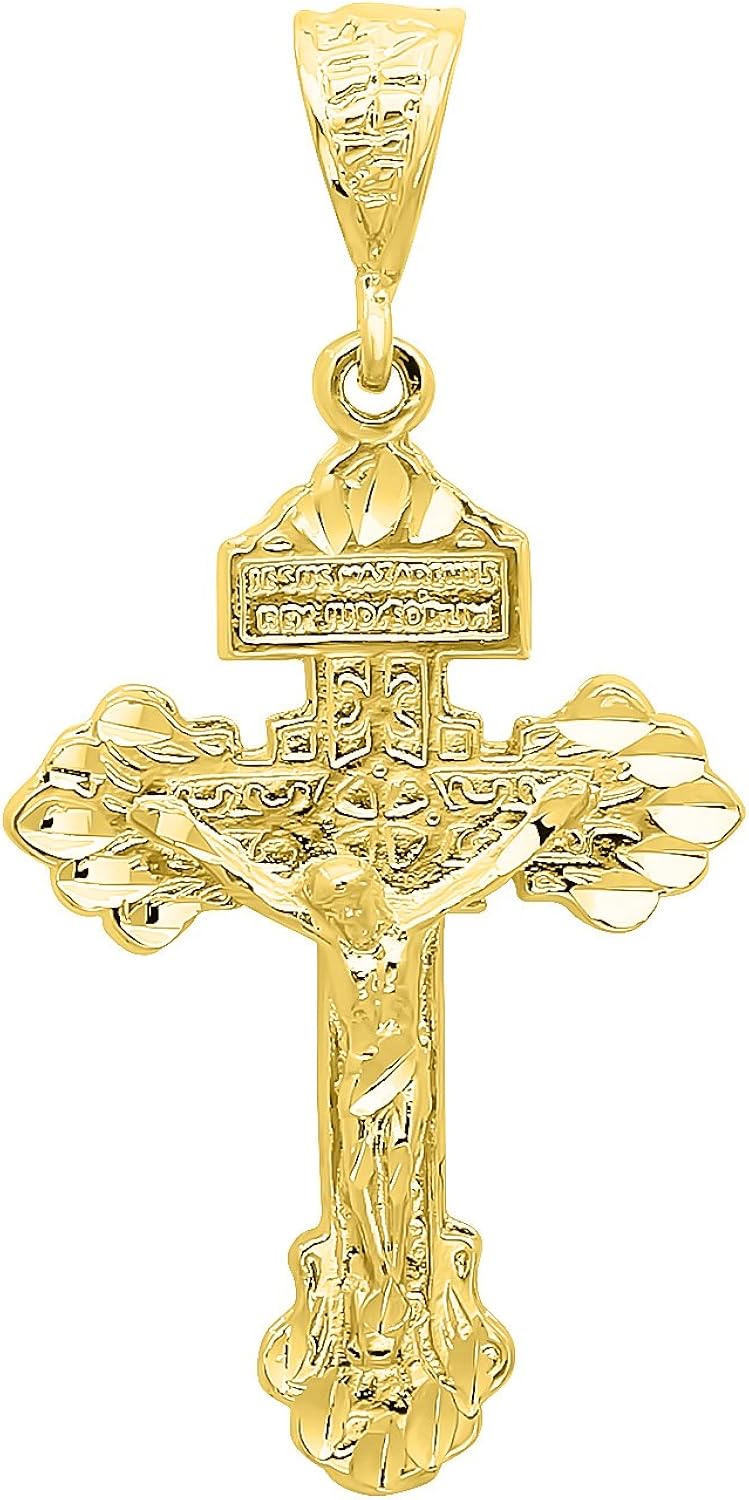 Pendentif en croix croisée INRI Titulus Cross Crucifix en or blanc de ...