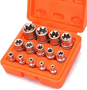 Amazon.com: CASOMAN 14 Pieces Female E-TORX Star Socket Set, Female ...