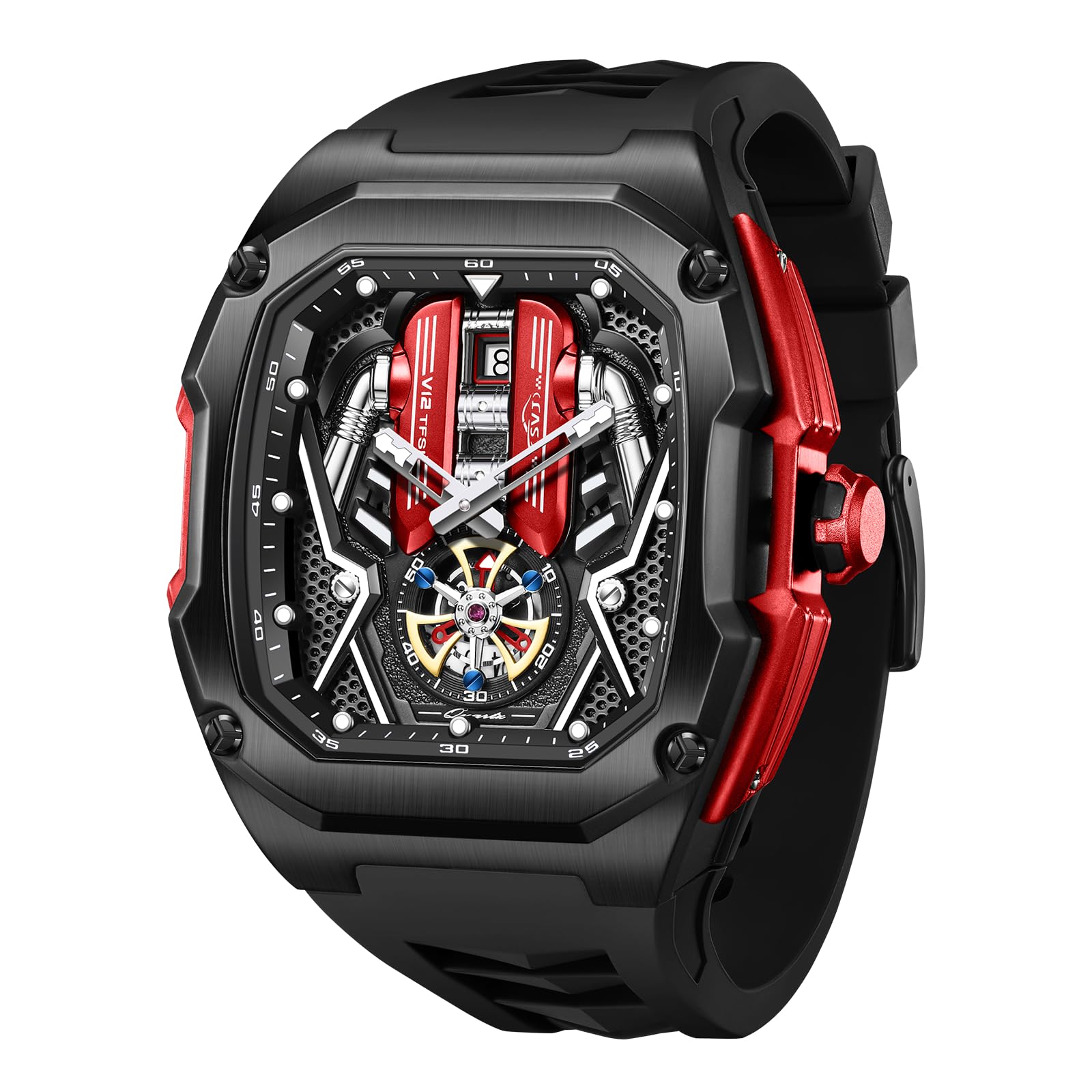 LILUOKE Mens Watches V12 Engine Watch, Wrist Watches Luminous Design ...