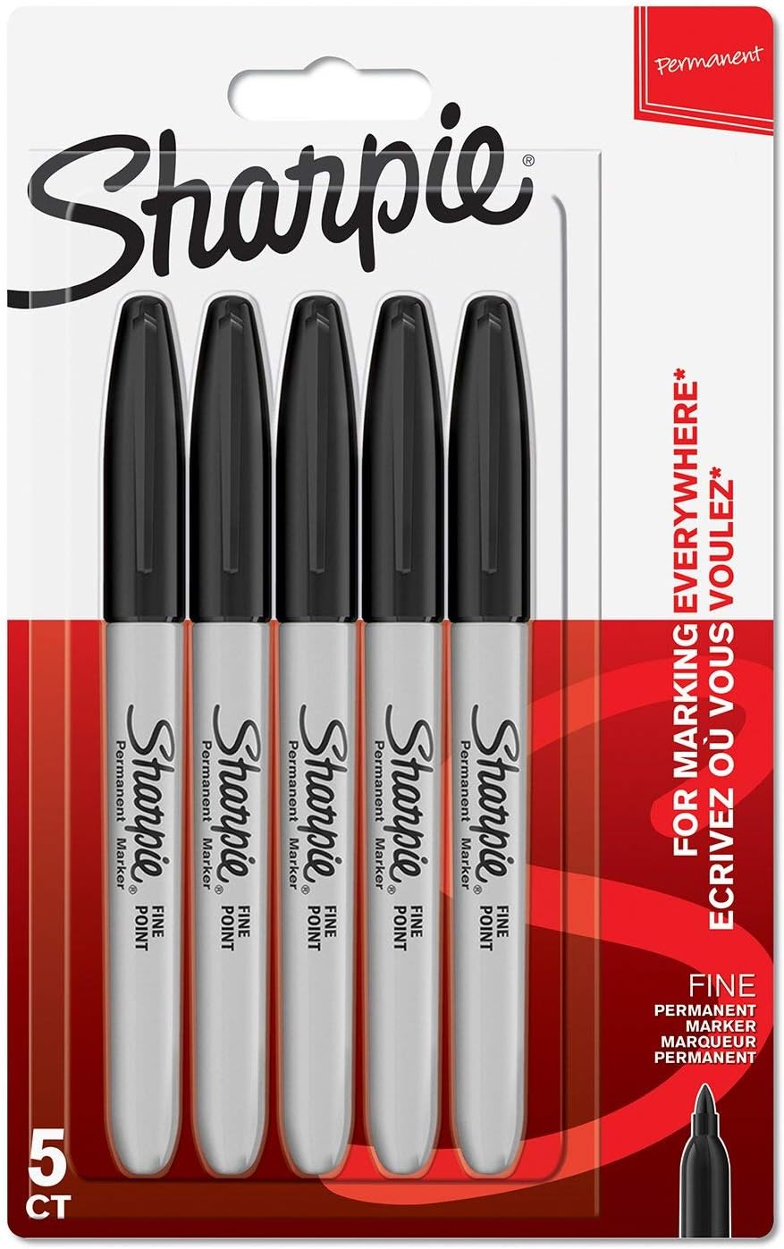 Sharpie marqueurs permanents, pointe fine Lot de 5 noir: Amazon.fr ...