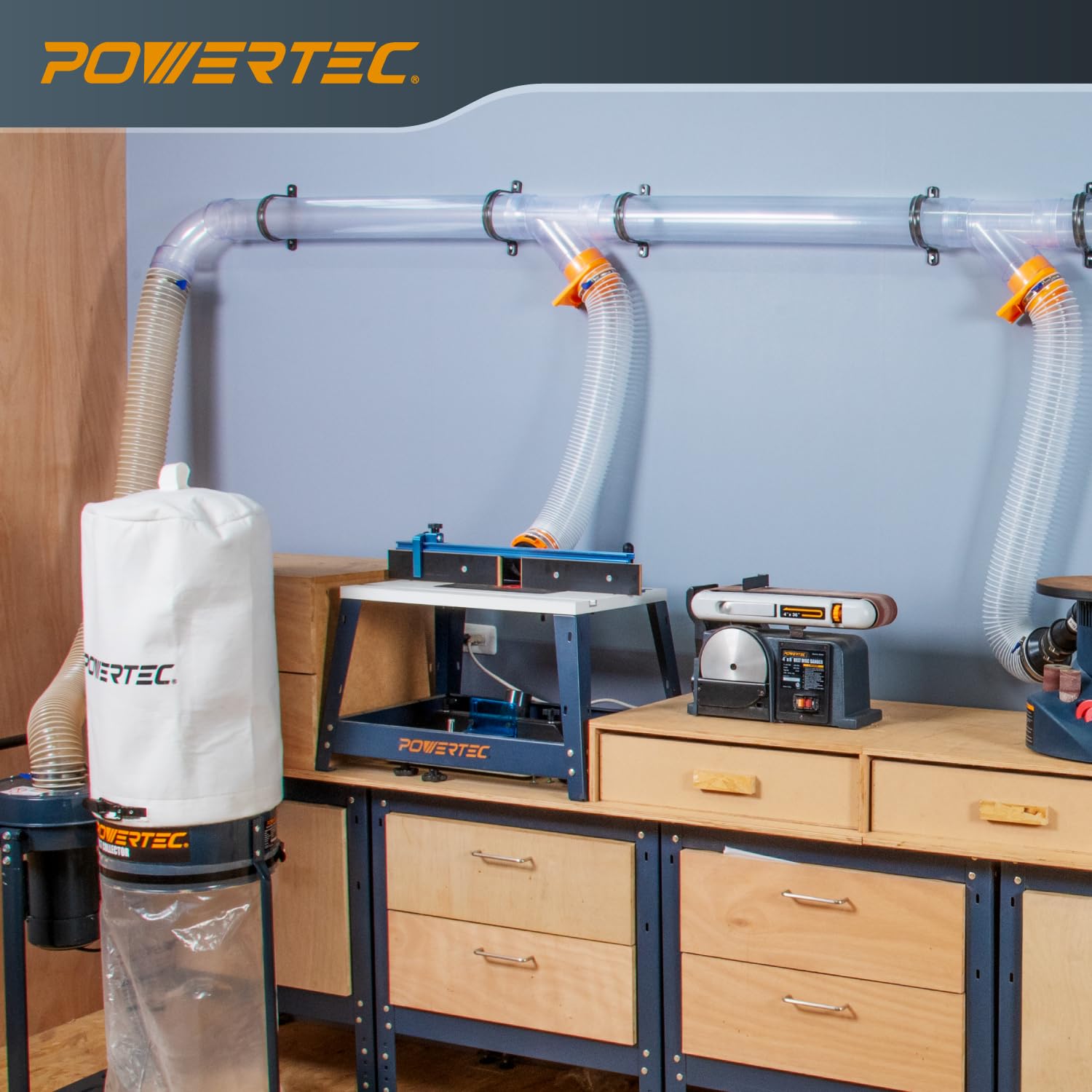 Mua POWERTEC 70306 4 Inch Dust Collection Fittings Network with Hose ...