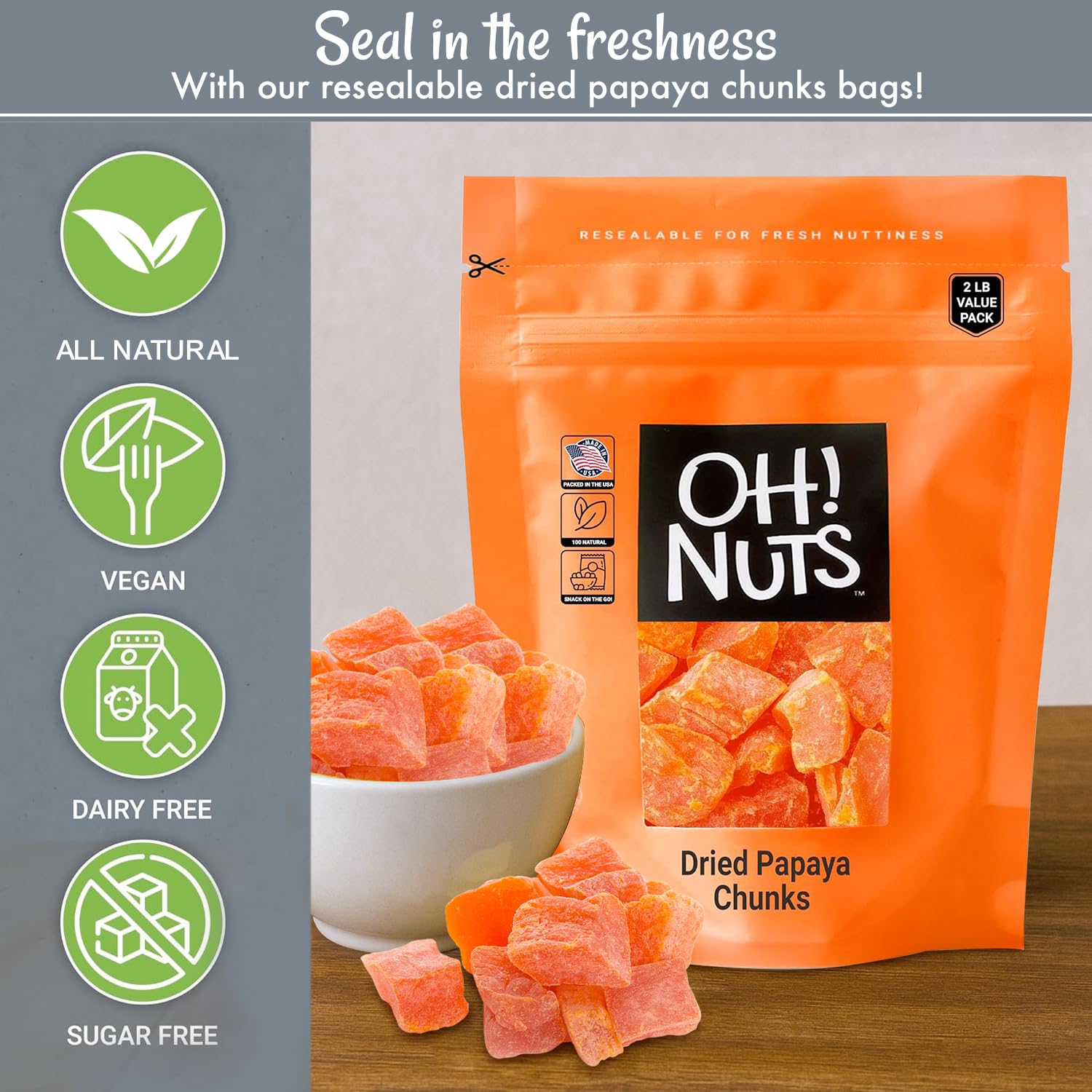 Mua Oh! Nuts Dried Papaya Chunks - 2 lb - Dried Fruit Chunks - Less ...