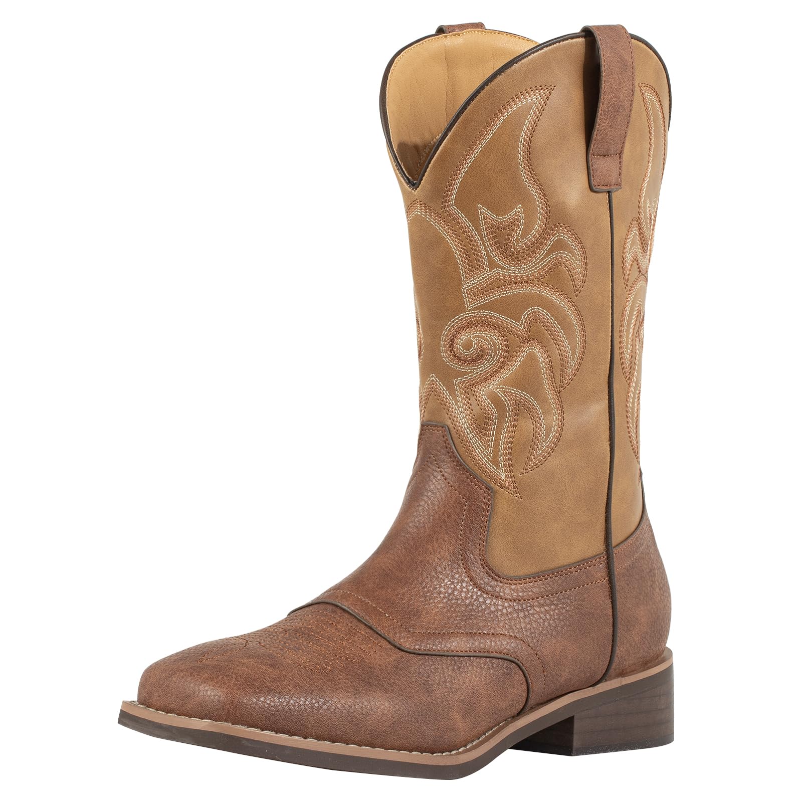 J's.o.l.e Cowboy Boots for Men Wide Square Toe Men's Western Boot Retro ...
