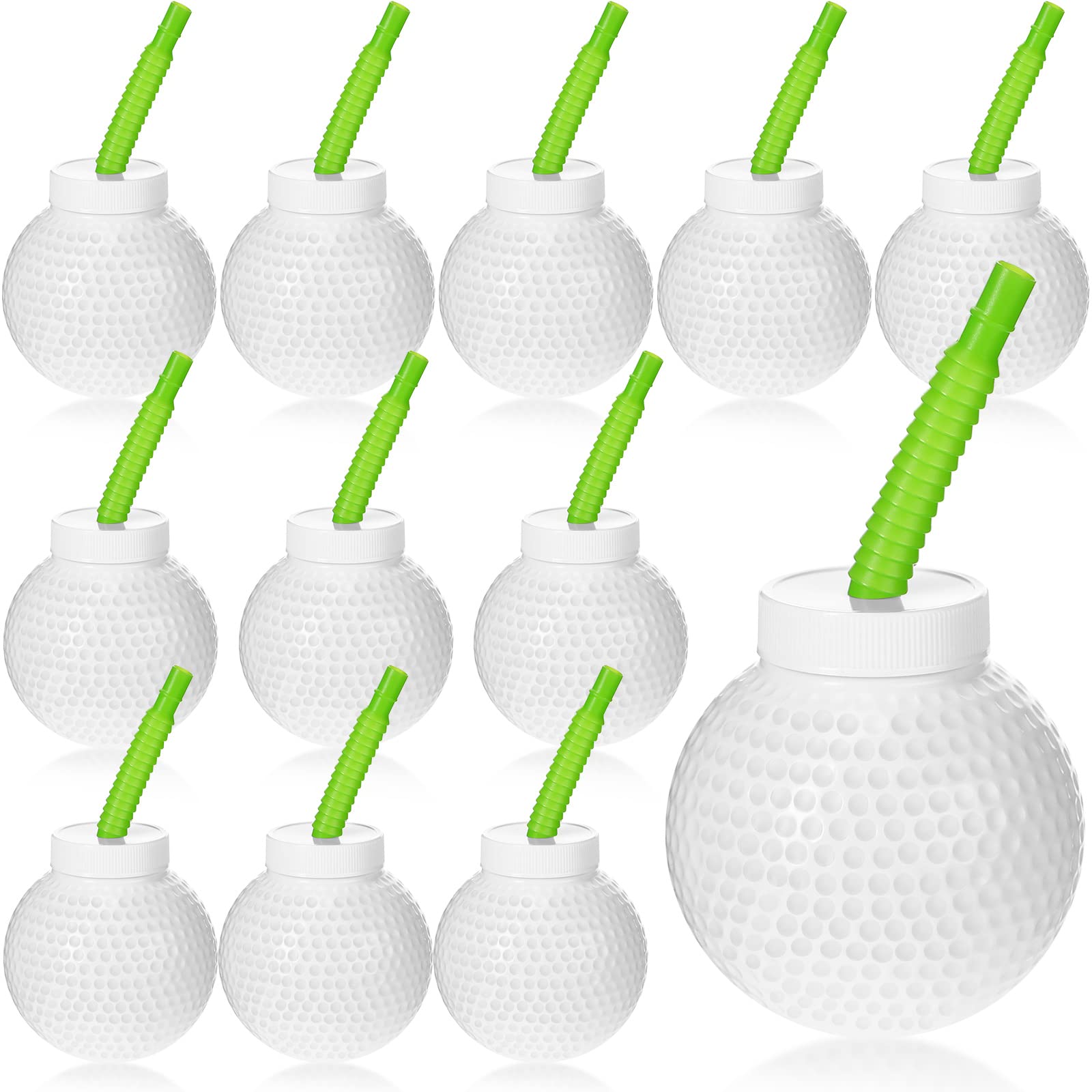 Sawysine 12 Set Golf Ball Cups with Straws and Lids, 10 oz Plastic ...