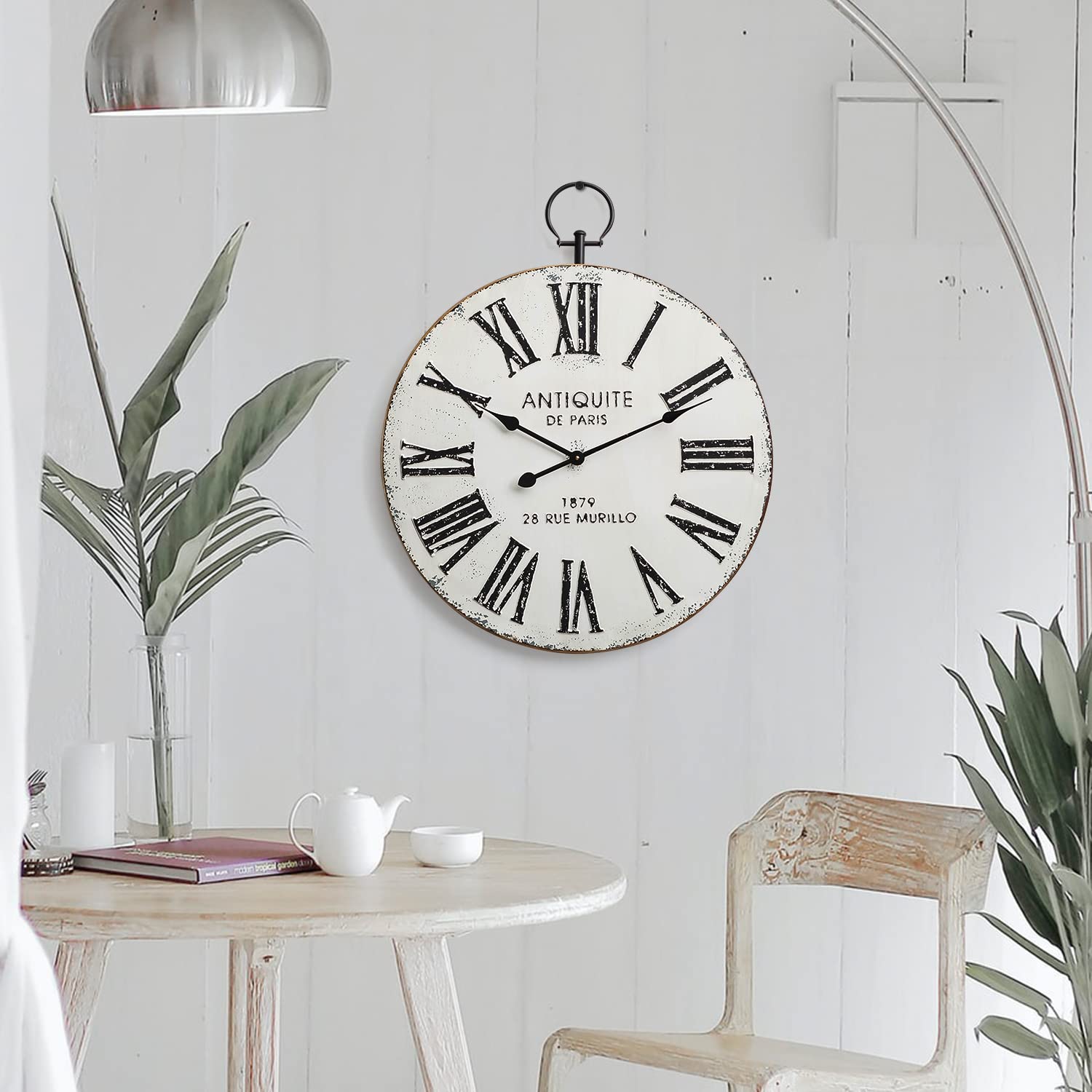 Mua NIKKY HOME Large Wall Clock Silent Vintage Distressed White Metal ...