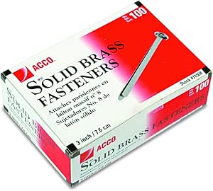 Amazon.com : Acco Solid Brass Fasteners, 3-Inch Capacity, 100 Count ...