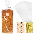 Amazon.com: 65 Pcs Bread Bags for Homemade Bread, 8"x 18" Clear Plastic Bread Bags with 100 Ties ...