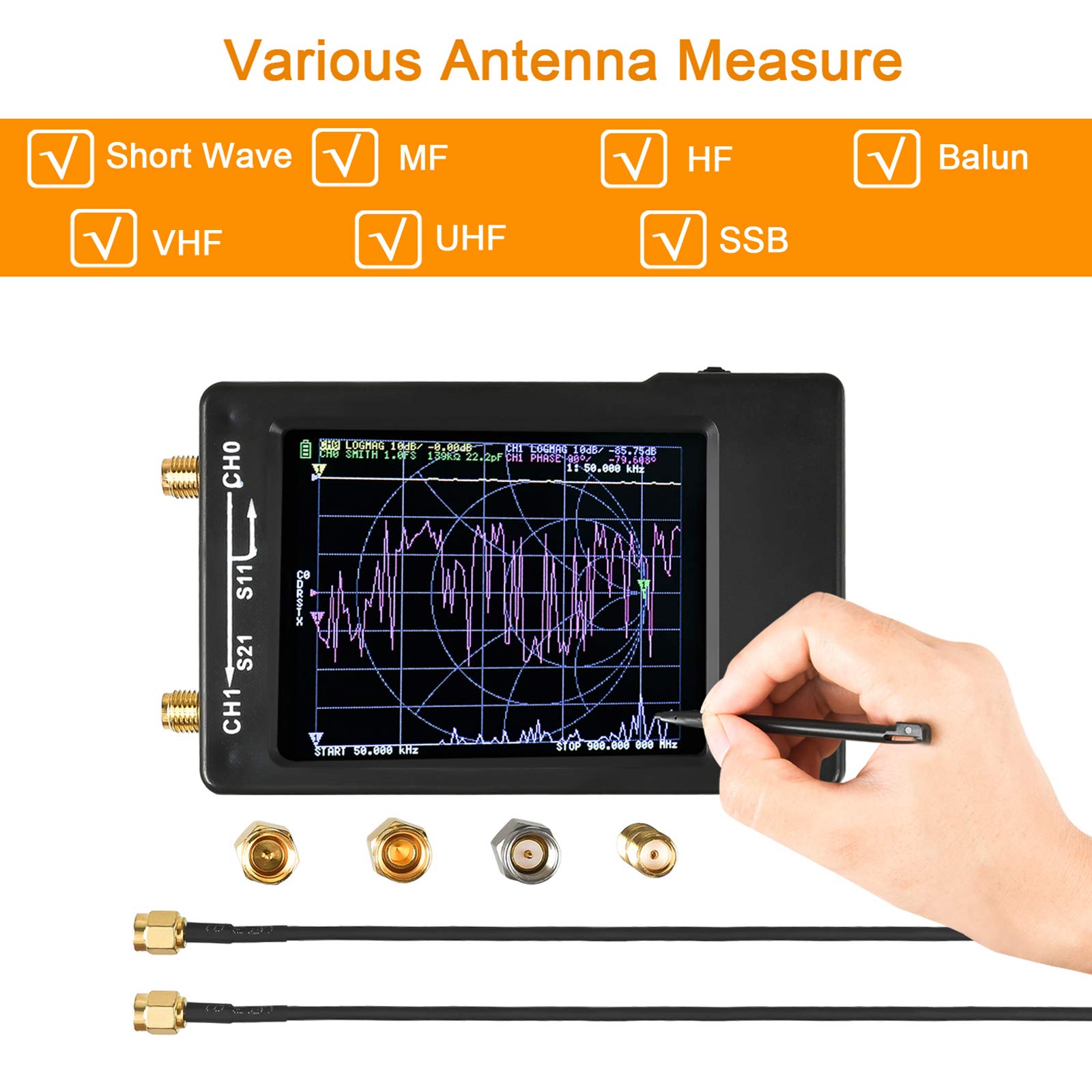Mua NanoVNA-H Vector Network Analyzer, Portable VNA Antenna Analyzer Kit with 10KHz-1.5GHz, 2.8 ...