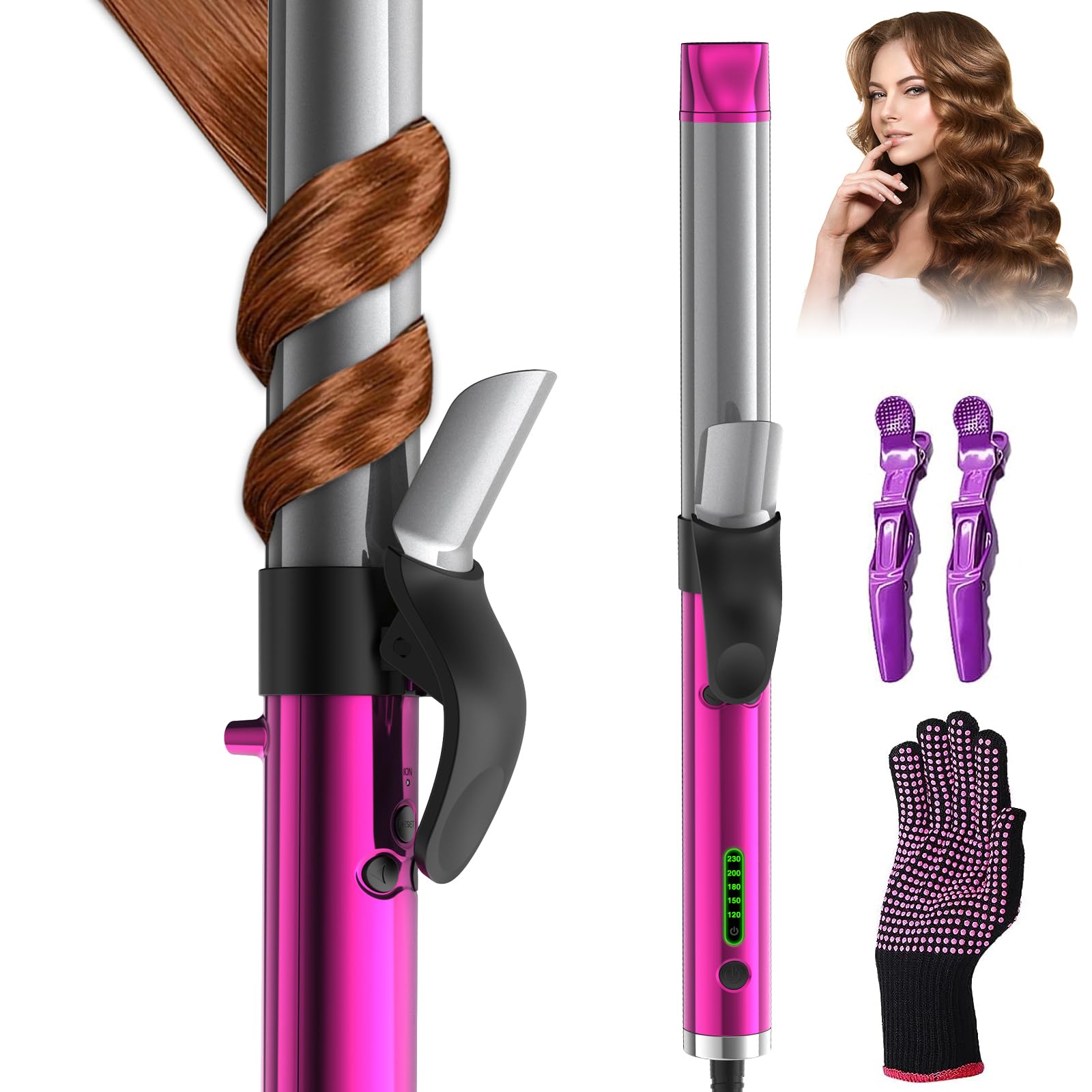 Rotating Curling Iron 1 1/4 Inch - Get Effortless Waves with Self ...
