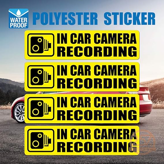 Amazon.com: (Pack of 4 pcs) in Car Camera Recording Sticker Dash Cam on ...