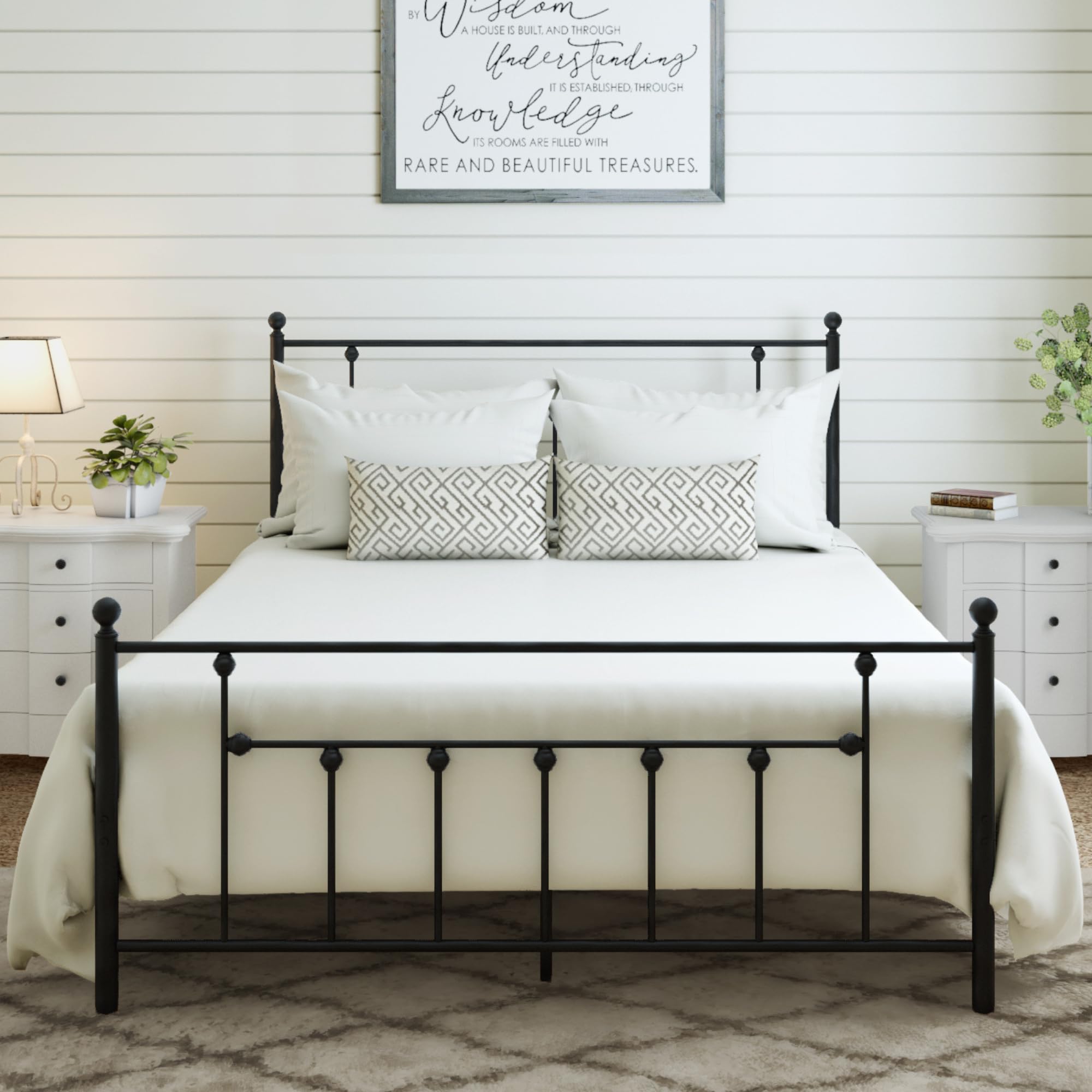 Golden Gate Beds Victorian Style Metal Platform Bed Frame with Antique ...