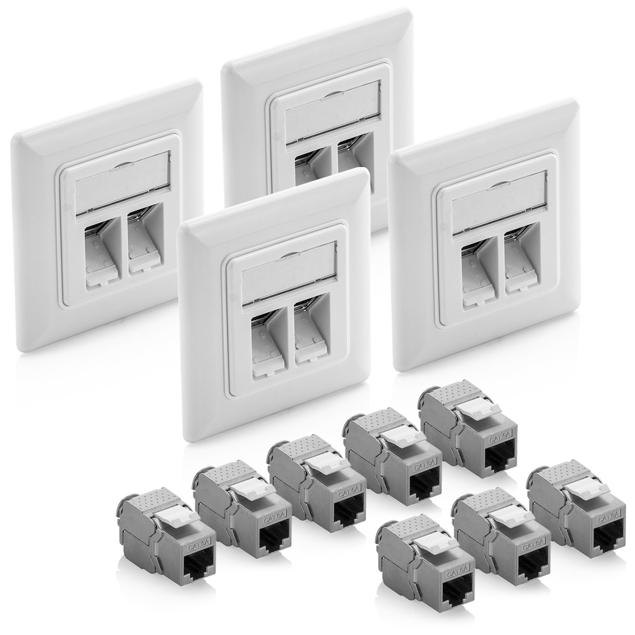 Buy deleyCON 4x Keystone Network Data Socket Flush-ing 8x CAT 6a ...