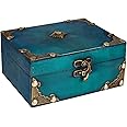 Amazon.com: WaaHome Wood Treasure Box 5.5'' Small Decorative Box Teal ...