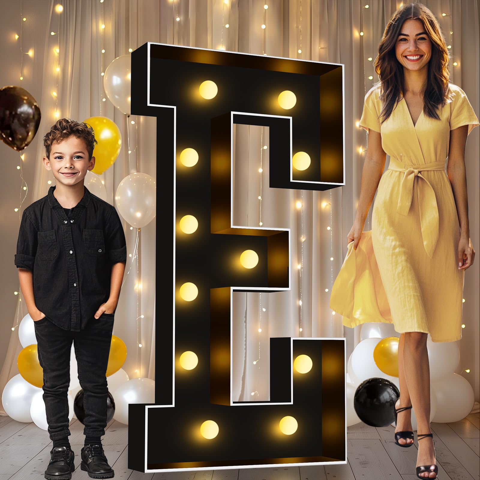 Pooqla 4 FT Marquee Light Up Letters, Black Marquee Letter Lights 4 ...