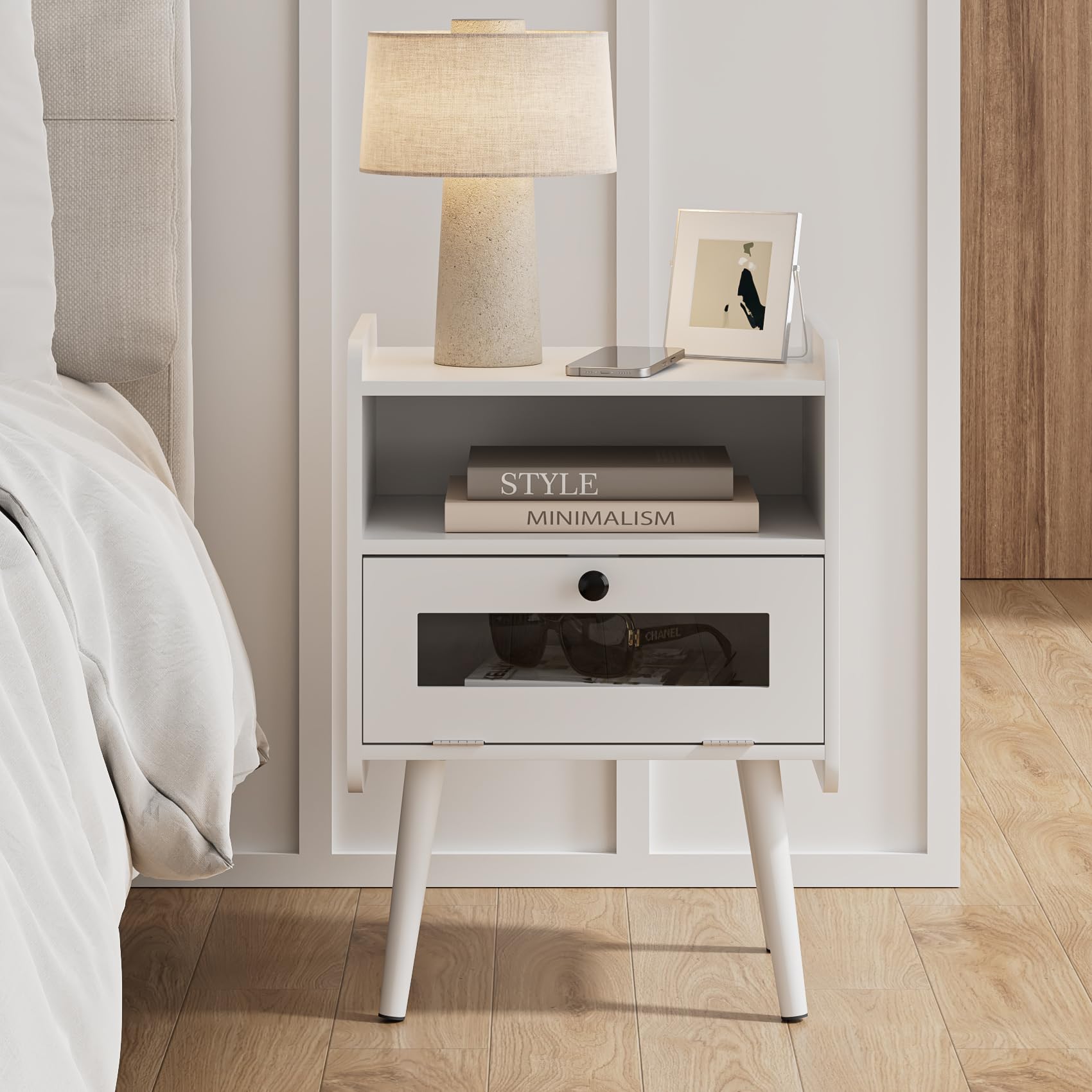 Masupu Night Stand, Modern Side Table Nightstand Bedside Table with ...