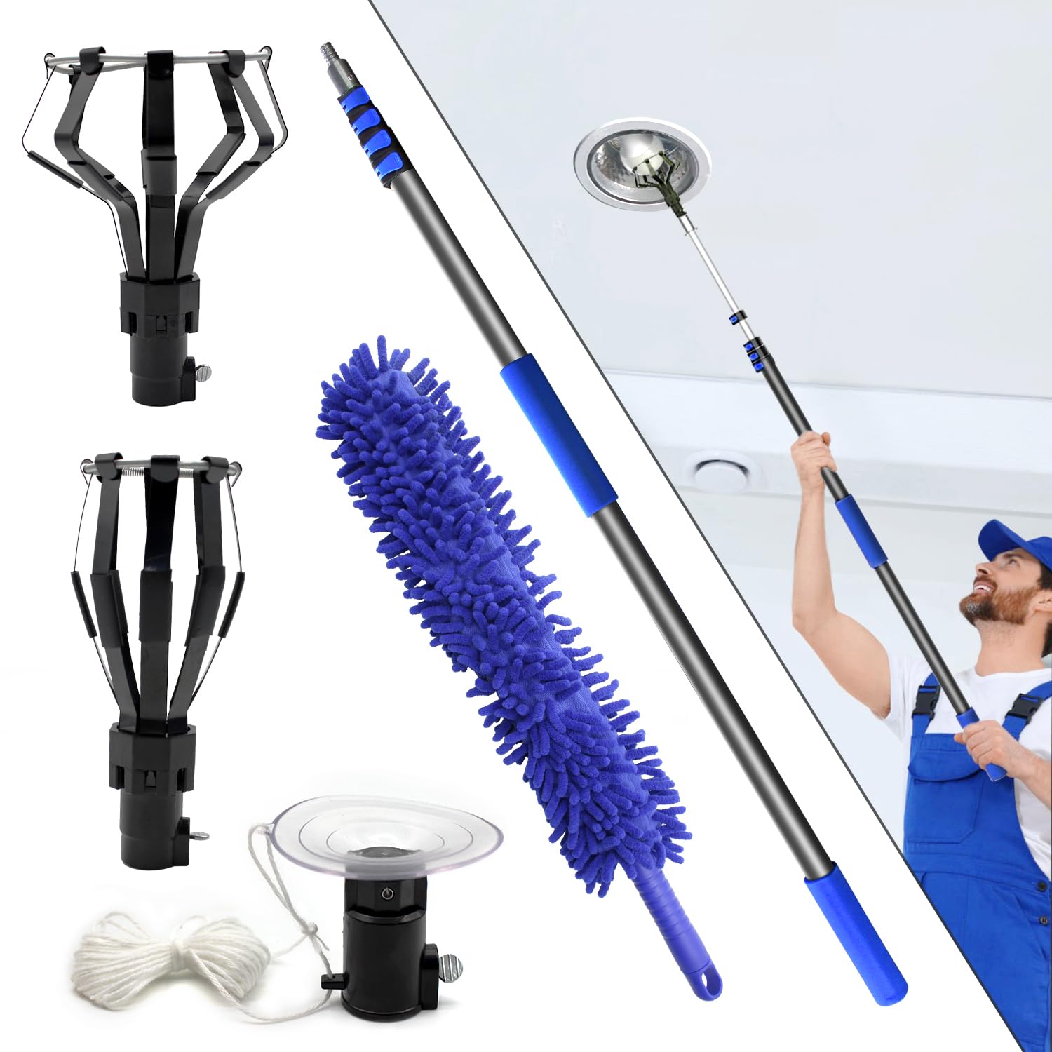 26FT Reach Light Bulb Changer for High Ceilings, Light Bulb Extension ...