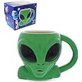 Amazon.com: Green Alien Cartoon Novelty Mug: Ceramic Cute Coffee Mugs ...