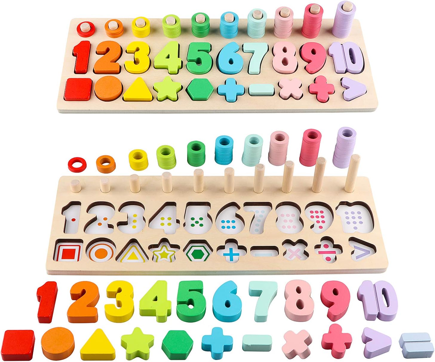 Wondertoys Wooden Count Early Education Numbers Maths Learning Toy ...