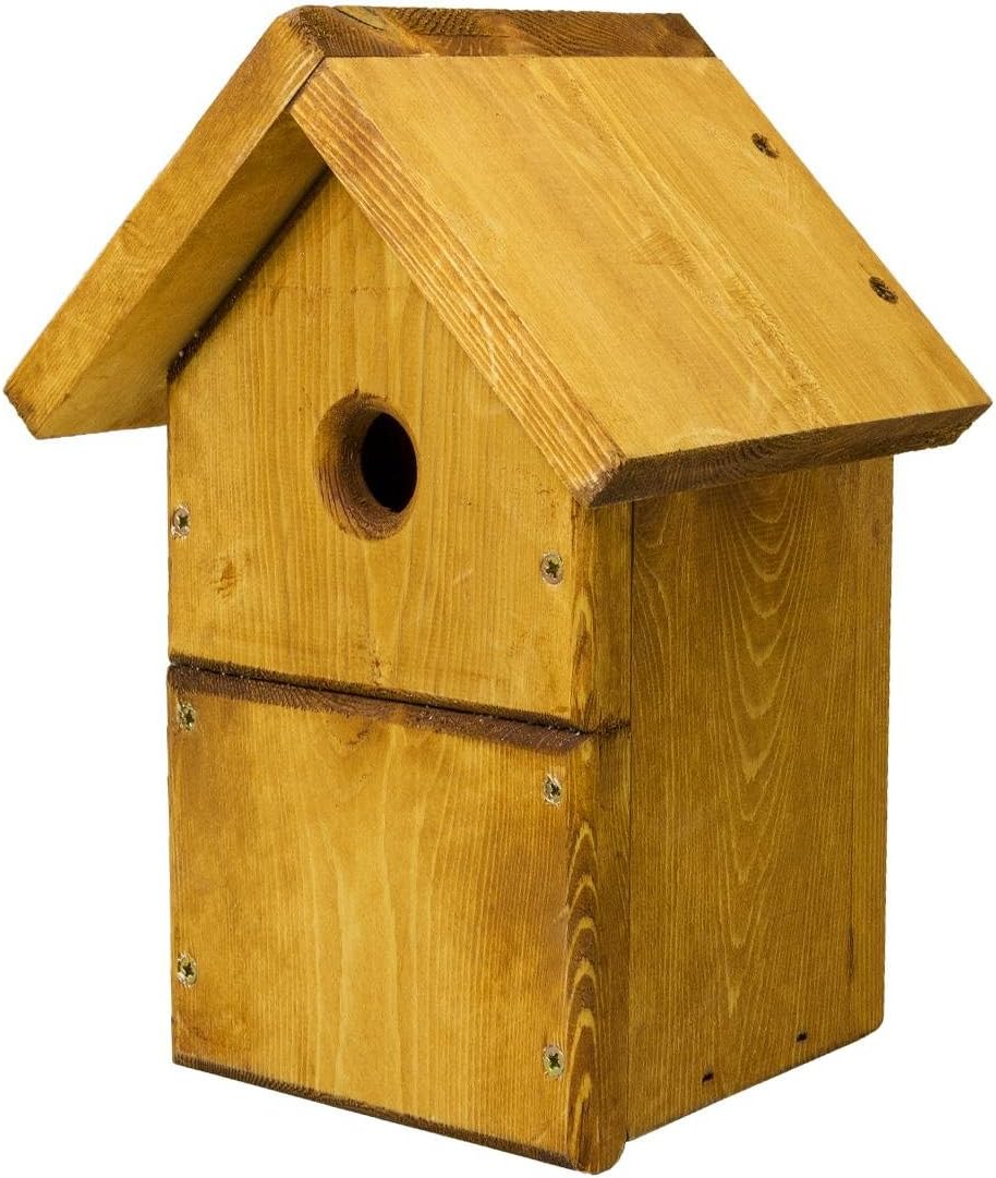 Green Feathers Wooden Bird Box Deluxe Alpine Chalet Style, UK Hand ...