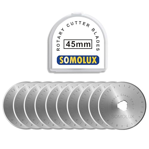 SOMOLUX Rotary Cutter Blades 45mm 10 Pack Refill Fits OLFA,DAFA,Truecut Replacement, Quilting ...