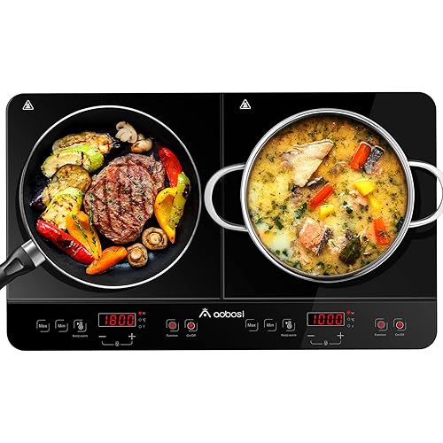 Aobosi Double Induction Cooktop Burner with 240 Mins Timer, 1800w 2 ...