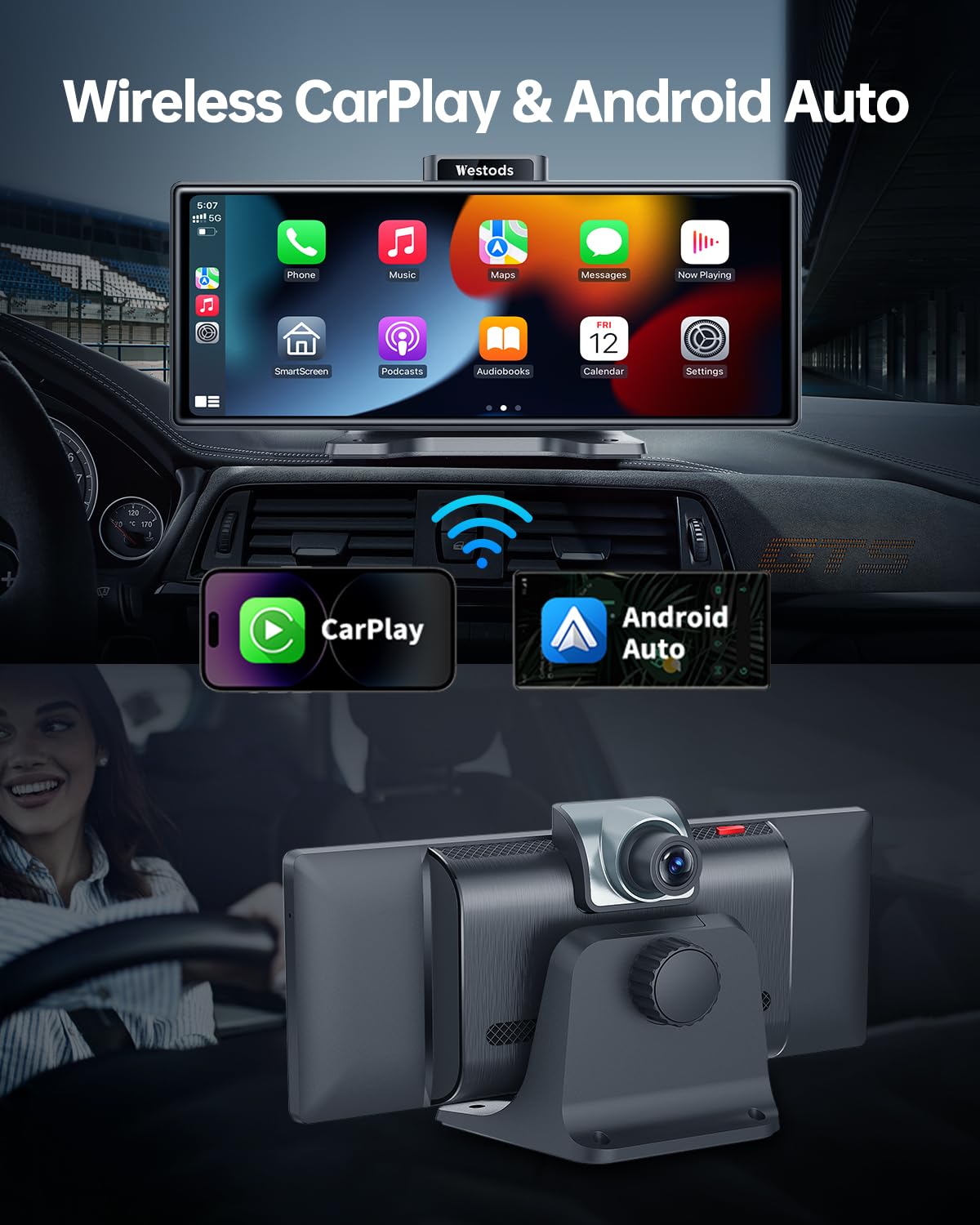 Mua Westods Portable 10.26" Wireless Carplay Screen & Android Auto with ...