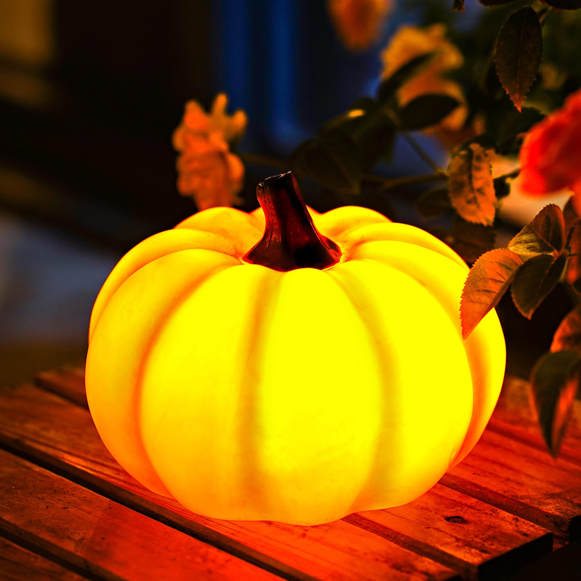 Vereemy Solar Pumpkin Lights up Outdoor Pumpkin Garden Statue Fall ...