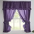 Amazon.com: Stoneberry Home Ruffled Window Curtain Set Polyester Plum ...