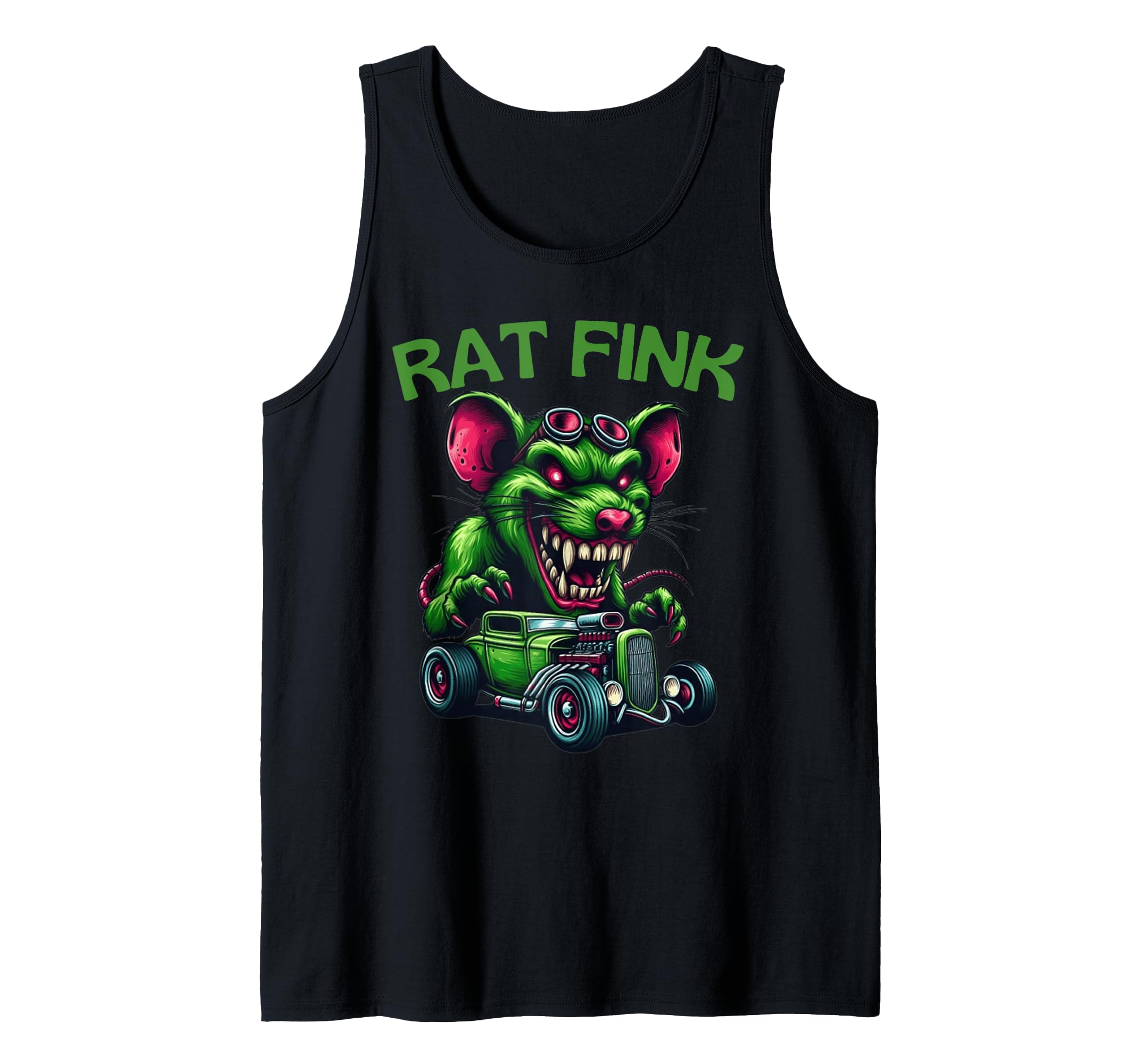 Rat Fink Funny RatFink Cartoon Hot Rod, Cool Spooky Rat Tank Top, L for ...