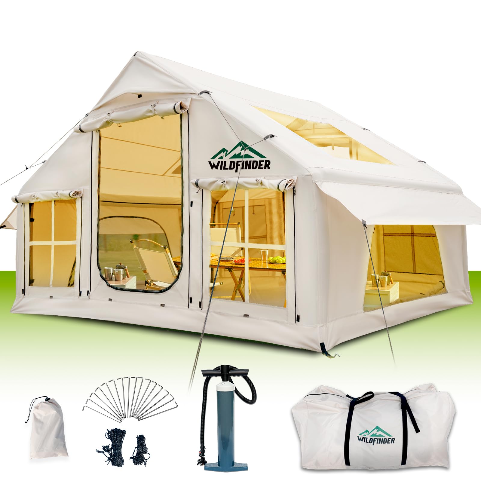 Inflatable Tent with Skylight, Quick Setup Blow Up Tents with Pump, Hot ...