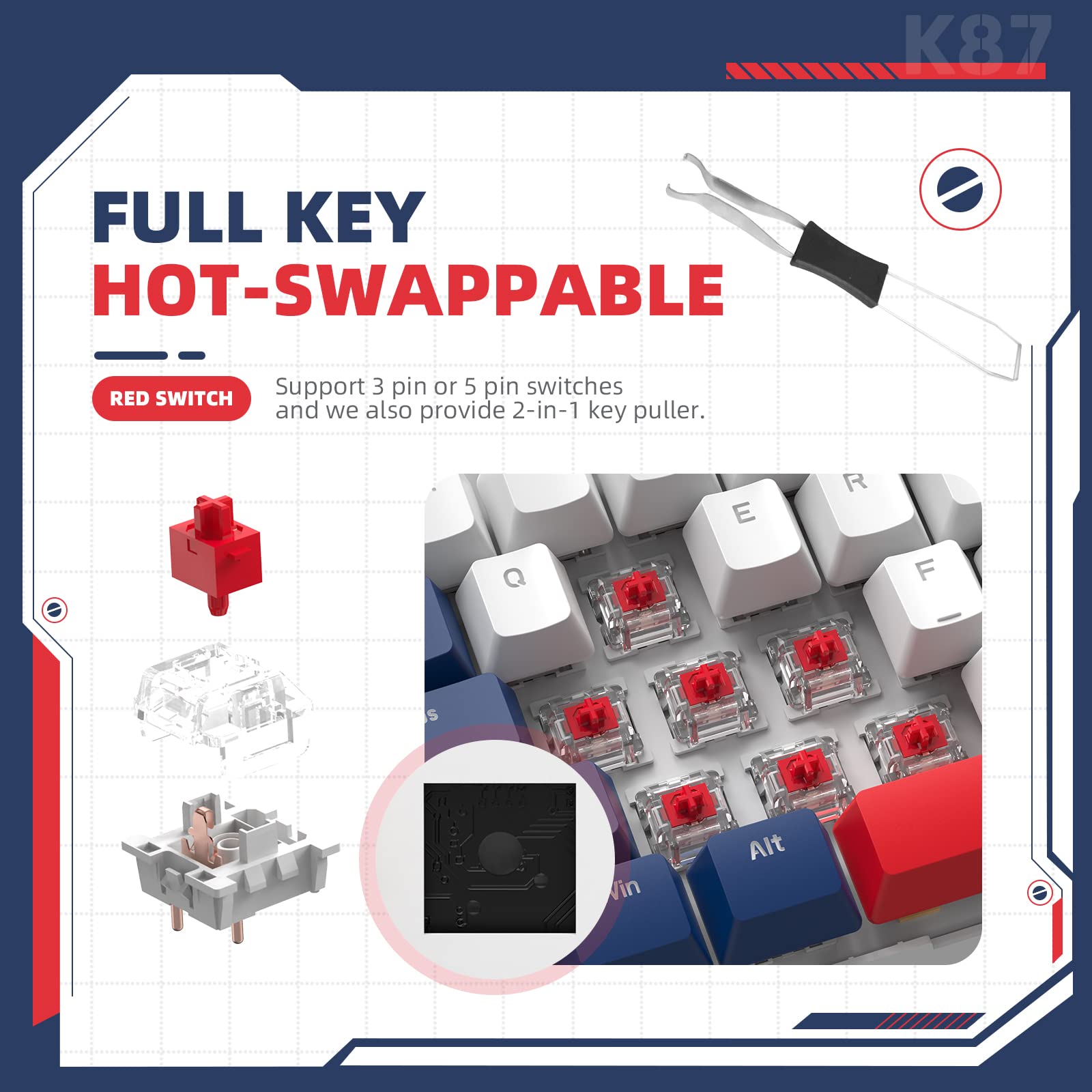 Mua ZIYOU LANG Wireless Gaming Mechanical Keyboard，RGB Backlit 87 Keys ...