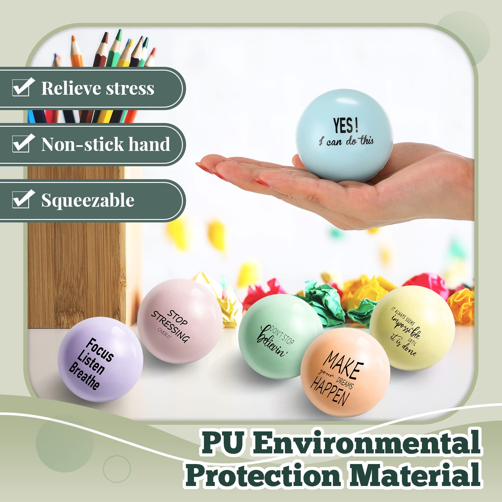 Mua Skylety 6 Pieces Motivational Stress Balls Quote Anxiety Relief ...