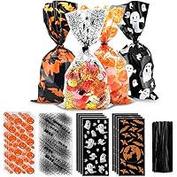 Amazon.com: ERKOON 200pcs Halloween Candy Bags Pumpkin Spider Web Bat ...