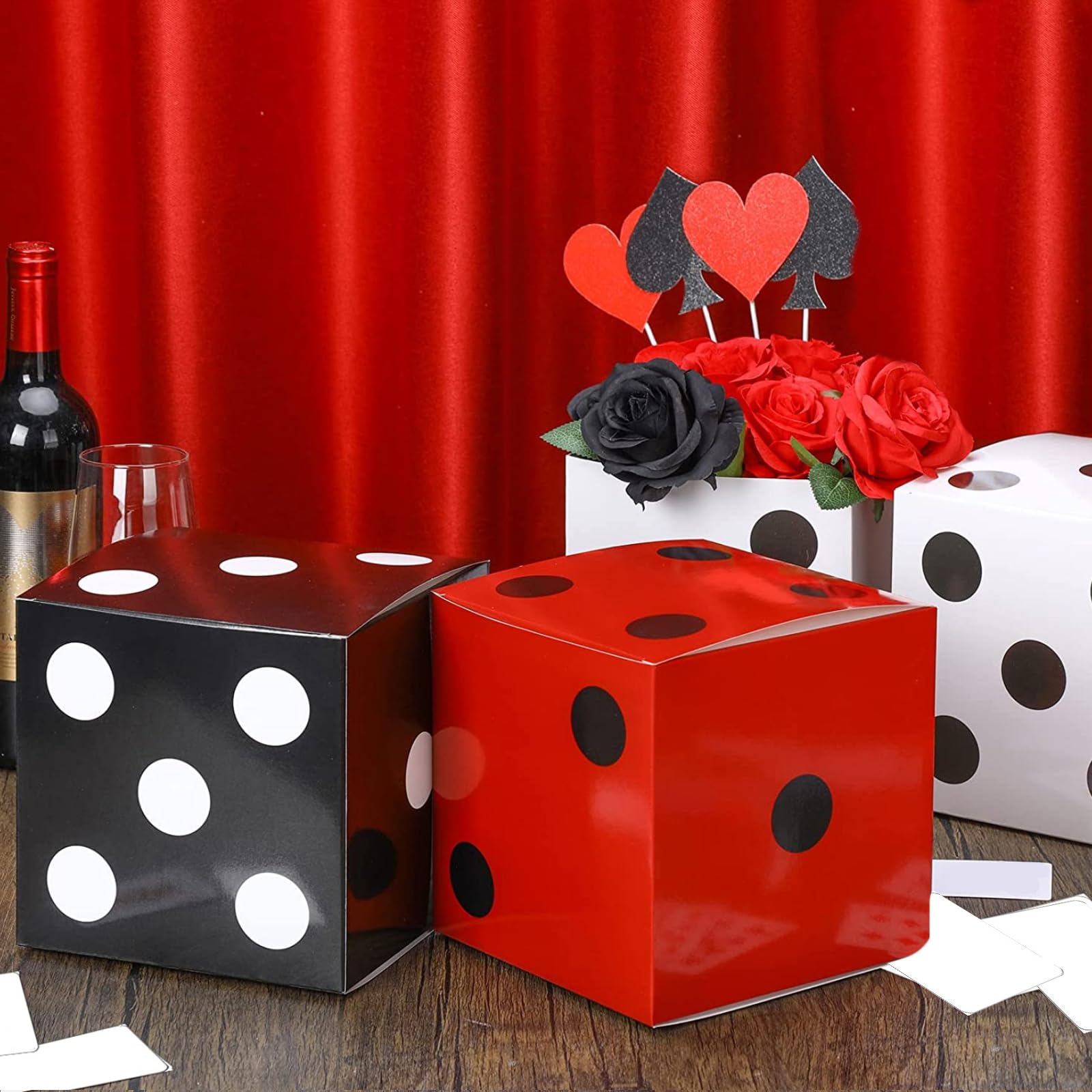 Sinmoe 6 Pcs Casino Dice Favor Boxes Bulk 7 x 7 x 7 Inch Casino Themed ...
