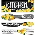 Amazon.com : 4 Pcs Lemon Kitchen Decor Eat Sign Set Fork and Spoon ...
