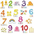 Amazon.com: Whaline 40Pcs Number Thick Gel Clings Cute Animals Numbers ...