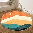 Amazon.com: Sungea Abstract Round Rug for Bedroom 4ft, Faux Wool Soft ...