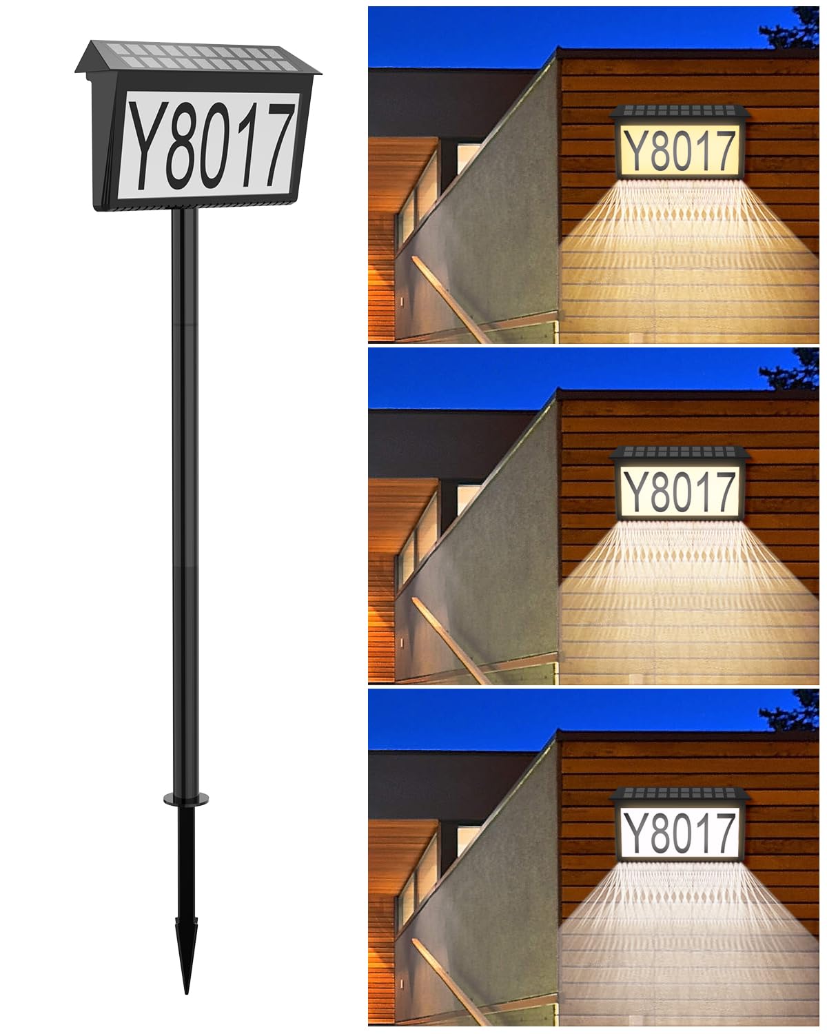 Solar Address Sign for Yard, Lighted House Numbers Waterproof Solar ...