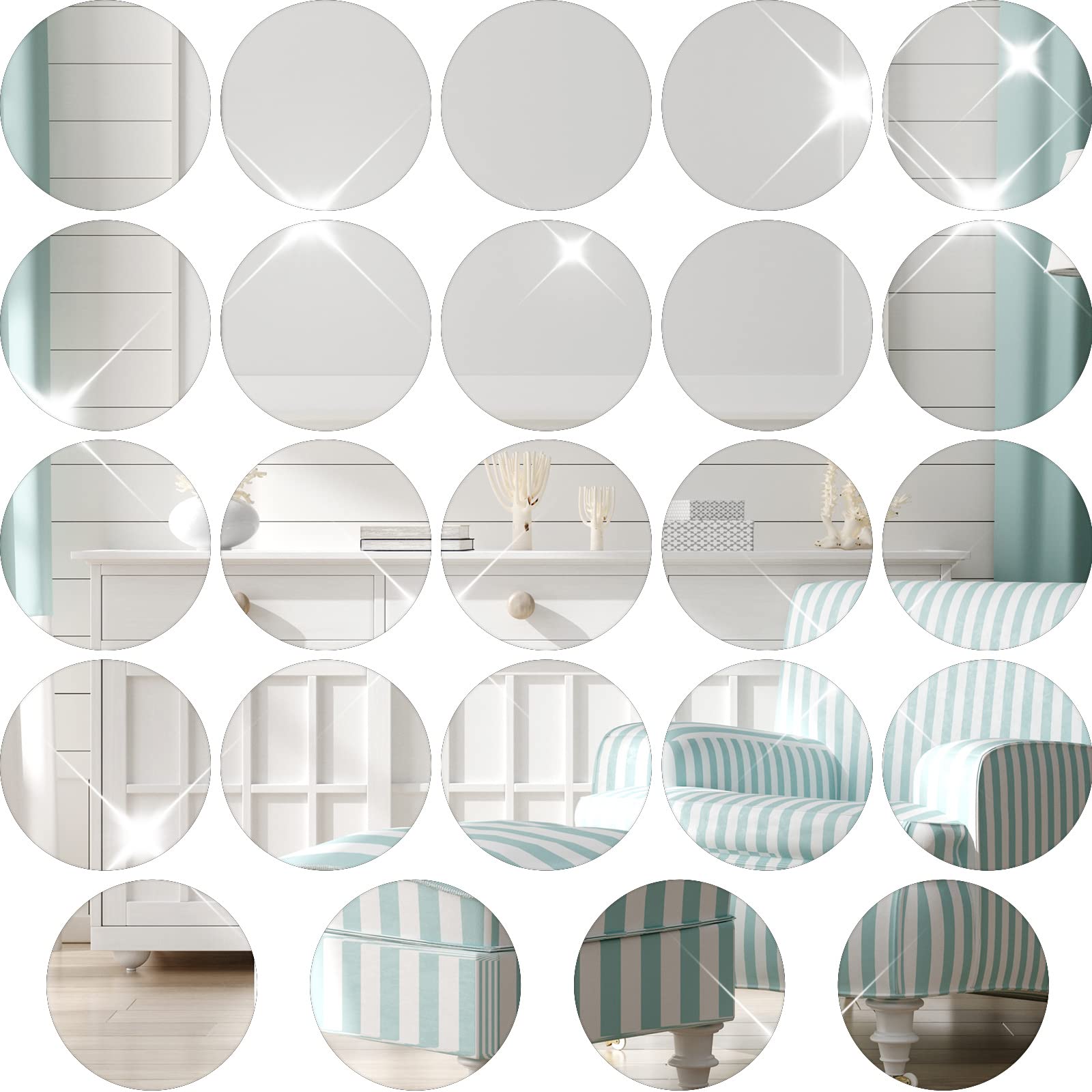 Set of 24 Acrylic Round Mirror Plate Circle Mirror Trays Wedding ...