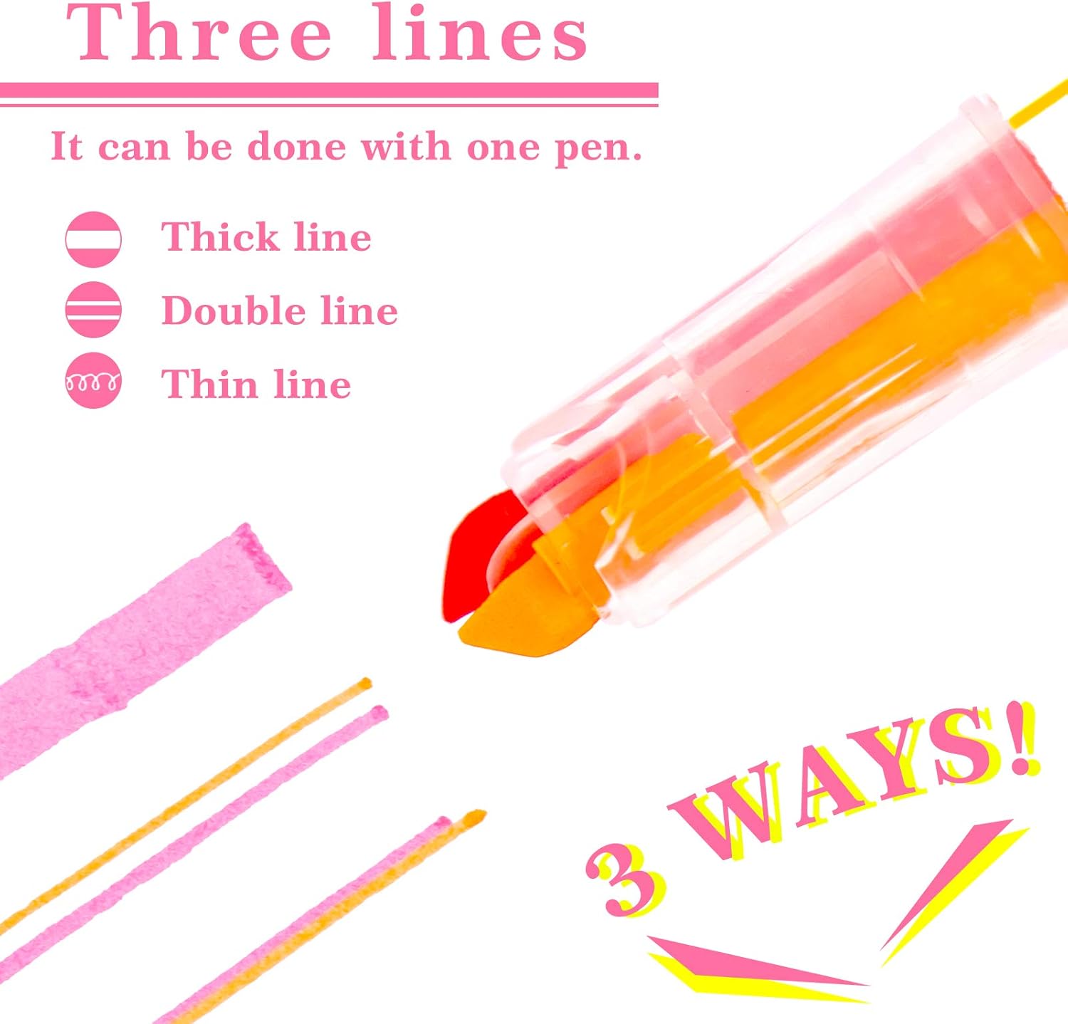 Whaline Double Highlighter Pens 12 Colors Fluorescent Marker Pen One ...