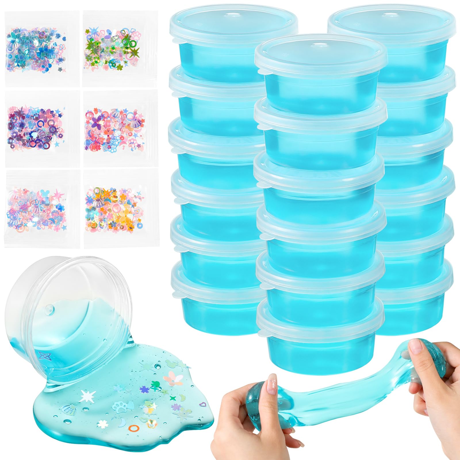 Dimsile 18 Pack Crunchy Putty Kit Sludge Toy with 18 Pack Craft Glitter ...