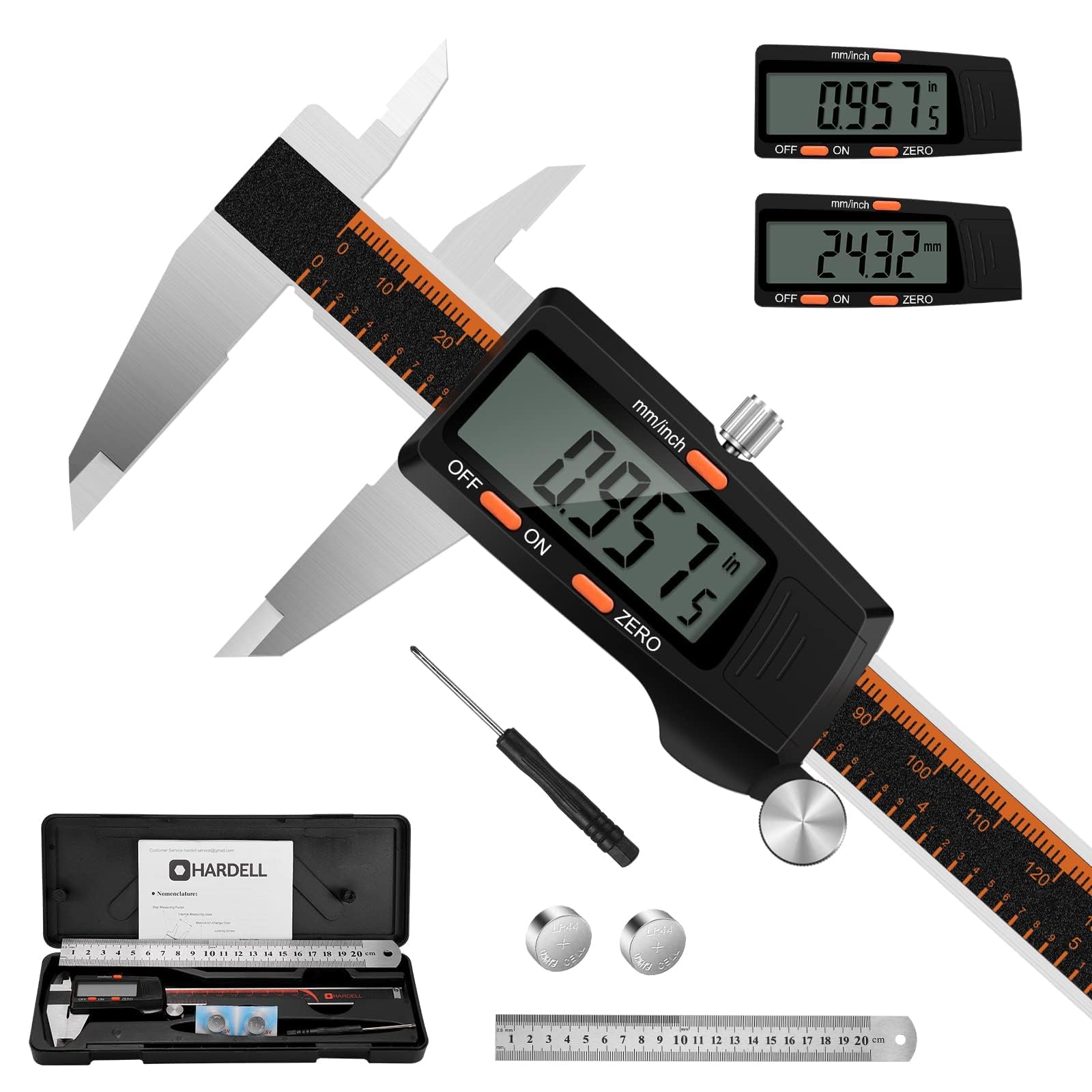 HARDELL Digital Caliper 6 Inch with Large LCD Screen?Calipers Measuring ...