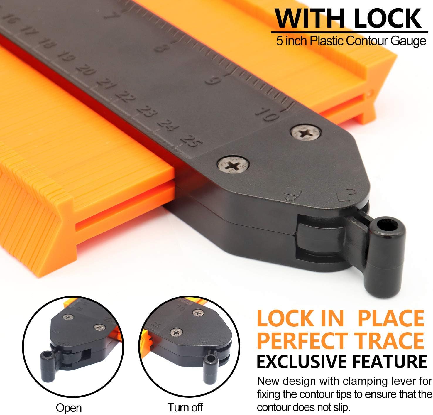 Contour Gauge with Lock, LEFYR Widen Shape Duplication Gauge Tool 6¡± ...