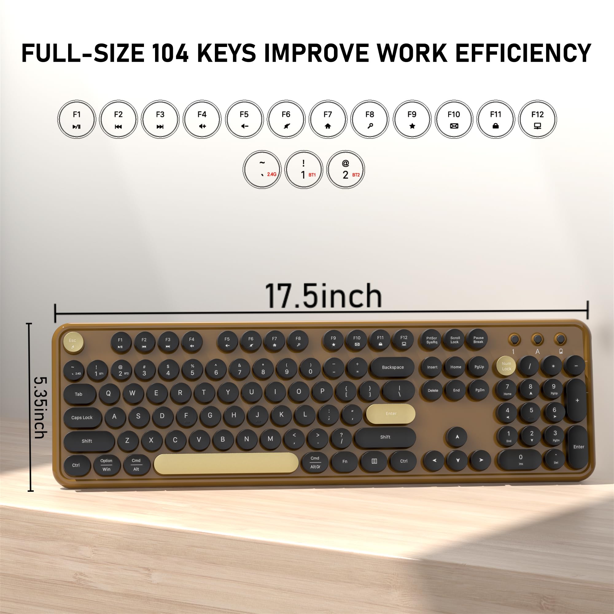 Mua Colorful Wireless Bluetooth Keyboard, 2.4G & Dual Bluetooth Multi ...