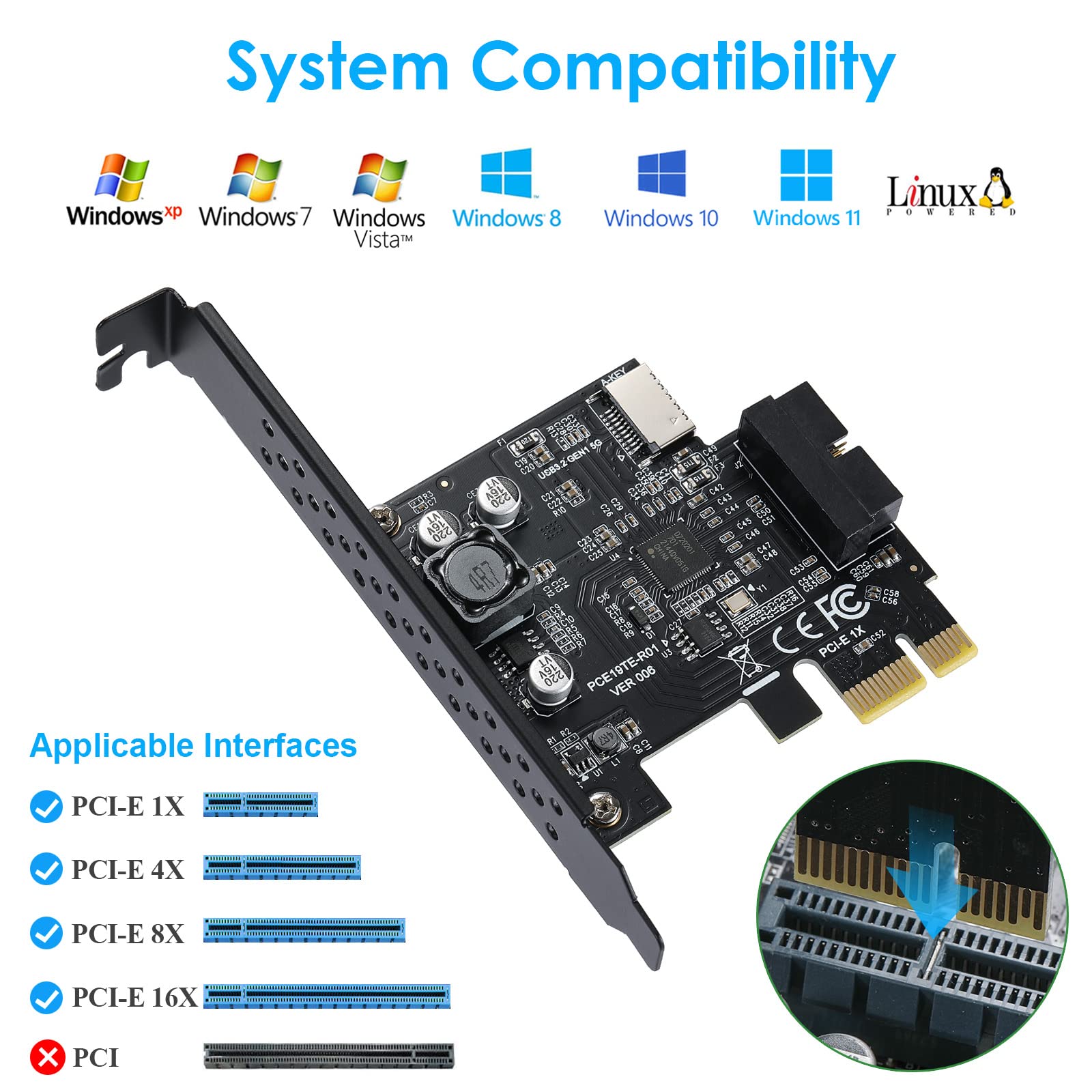 Mua PCIE USB3.2 GEN1 Type-E Expansion Card, PCI Express 1X to 20Pin ...