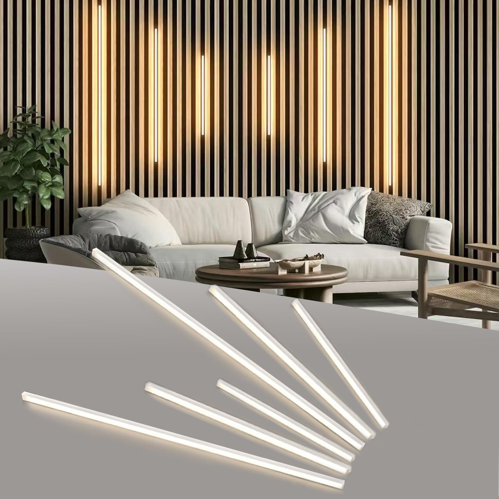 LED Wall Panel Lights,Wood Slat Wall Panel LED Strip Light,3000K ...