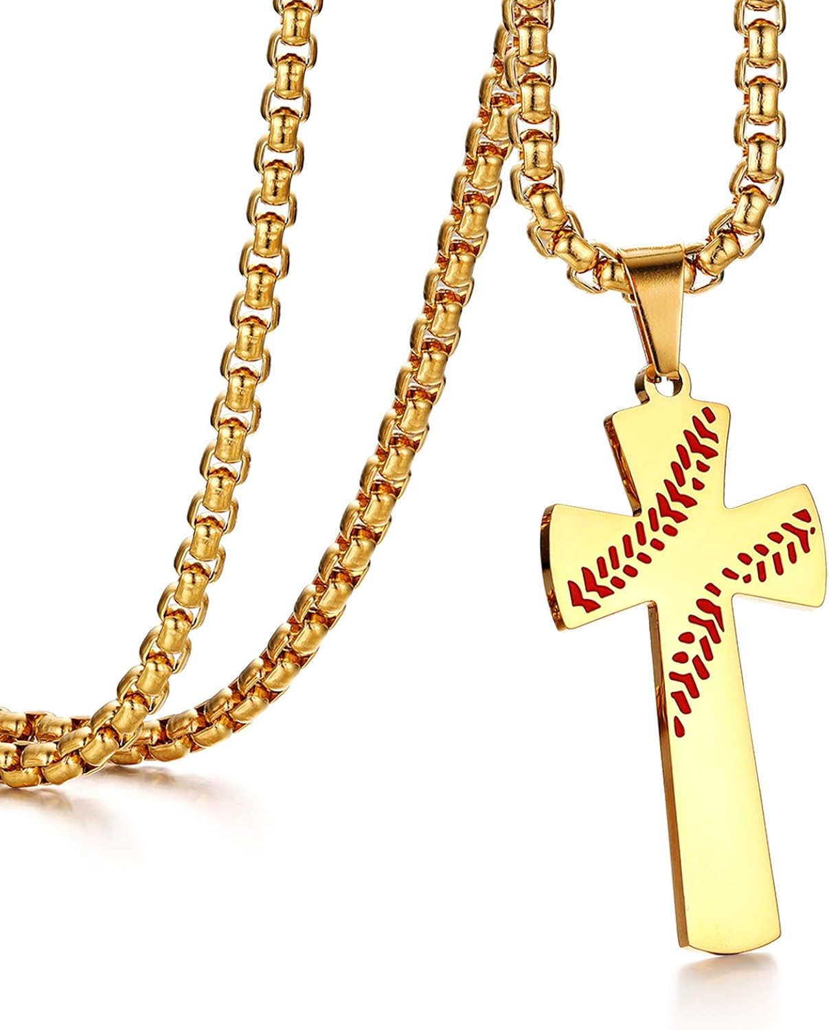 Cupimatch Men’s Baseball Necklace Cross Pendant (Bible on Back ...