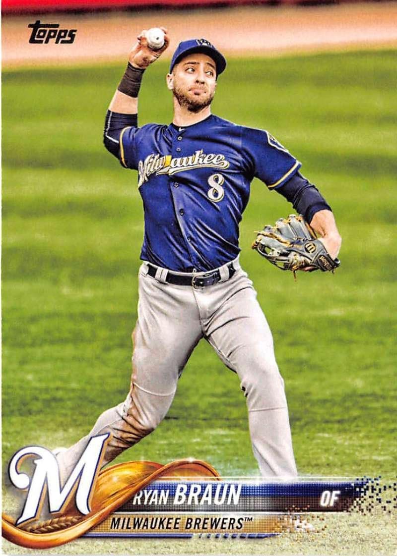 Amazon.com: 2018 Topps #180 Ryan Braun Milwaukee Brewers Baseball Card ...