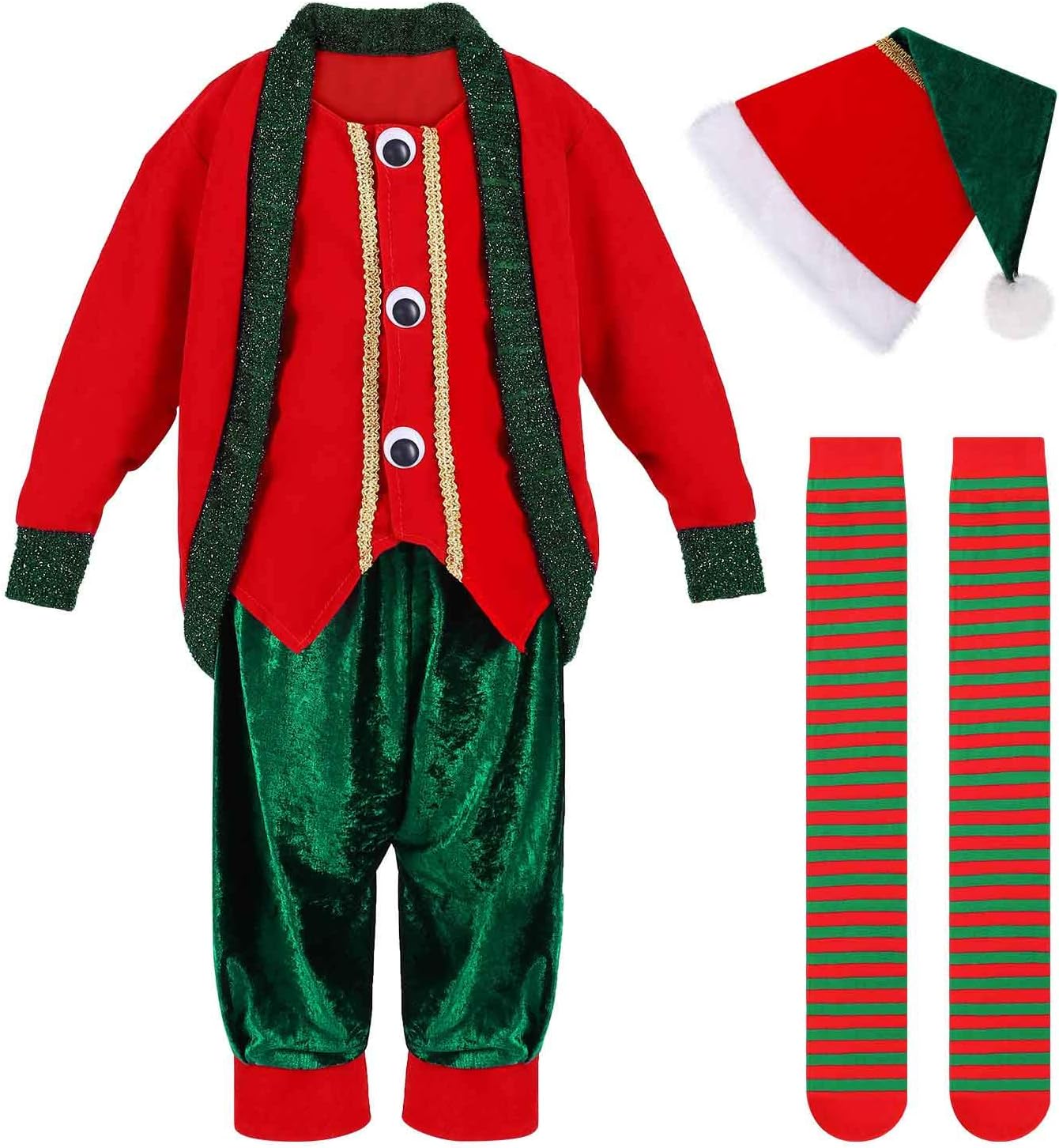 Disfraz de elfo navideño de ANLEOLIFE para niños: Amazon.com.mx: Ropa ...